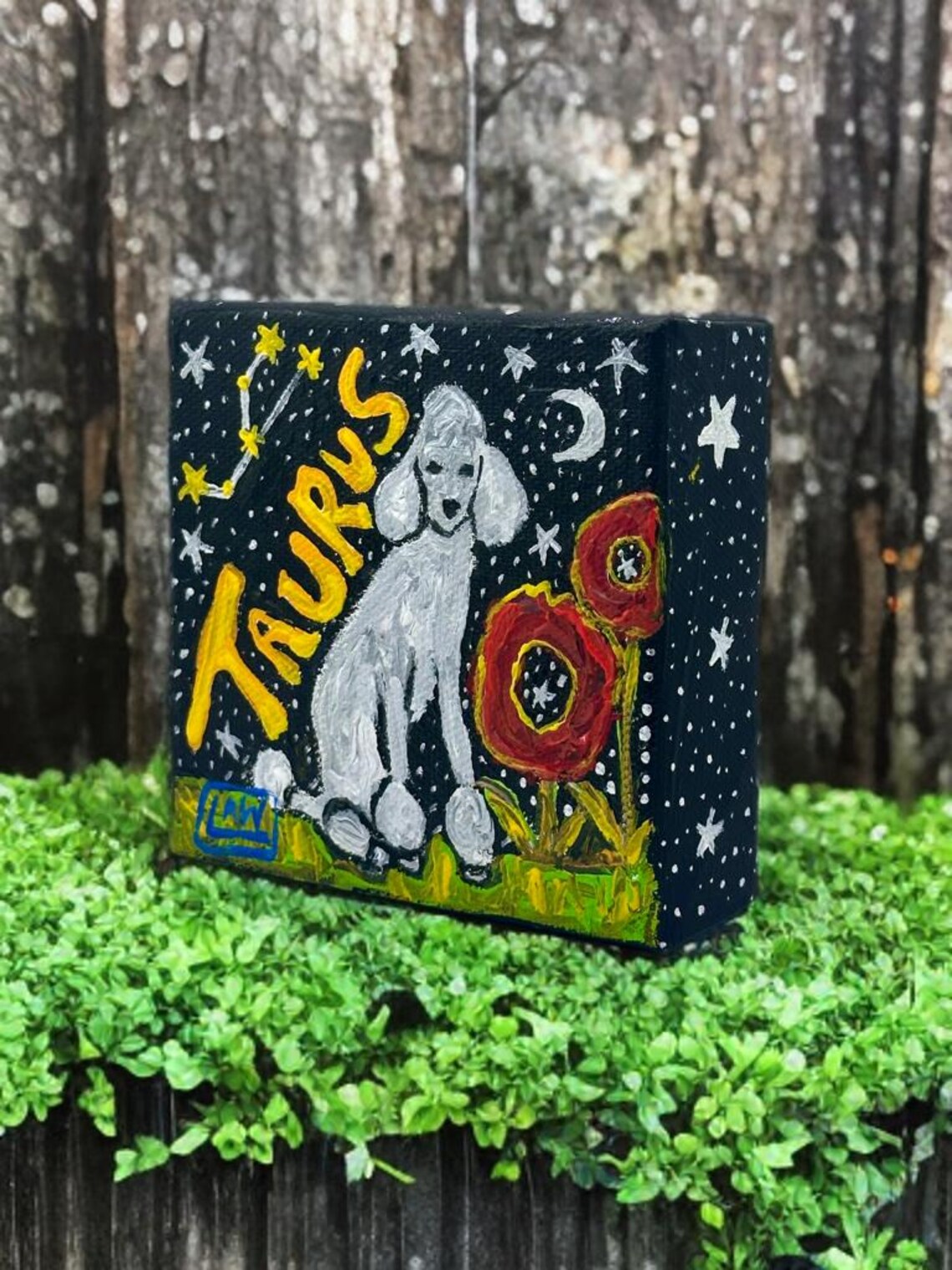 Taurus Astrology Poodle Painting | Celestial Zodiac Dog Art | Red Poppy ...
