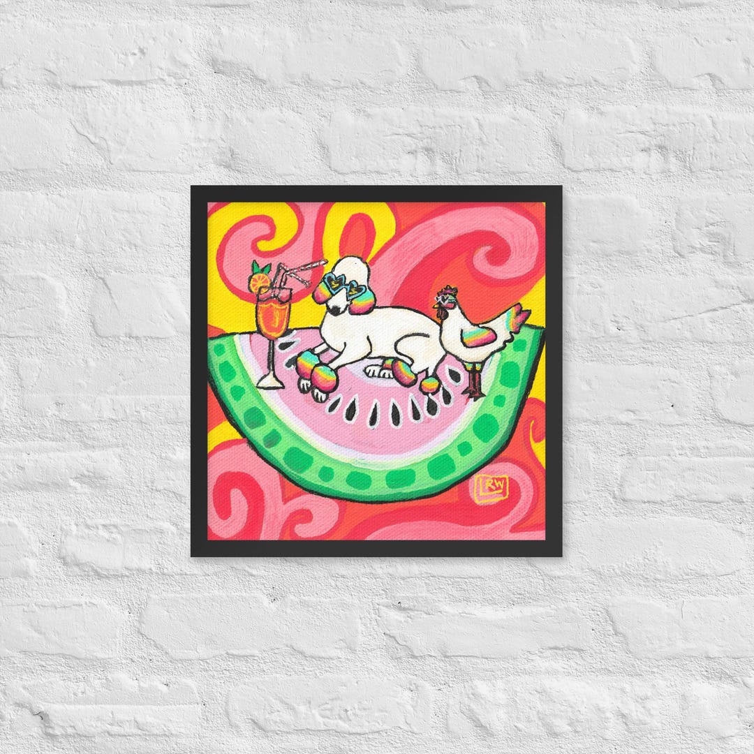 Poodle and Chicken Watermelon Art Print: Funny Framed Poster, Fruity ...