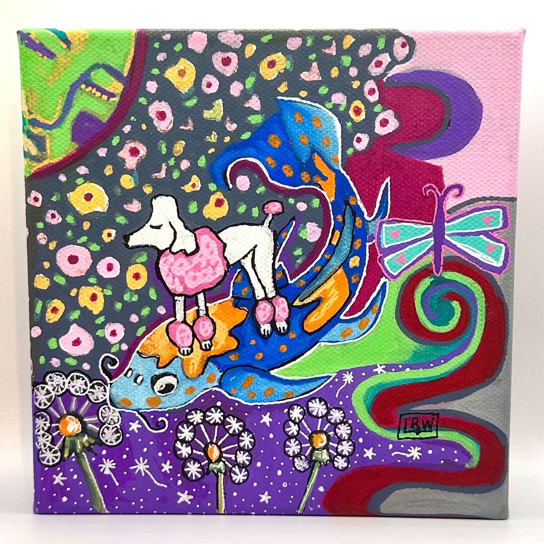 Poodle Painting, 6x6x2 Inch Canvas, Original Acrylic Painting, Poodle ...