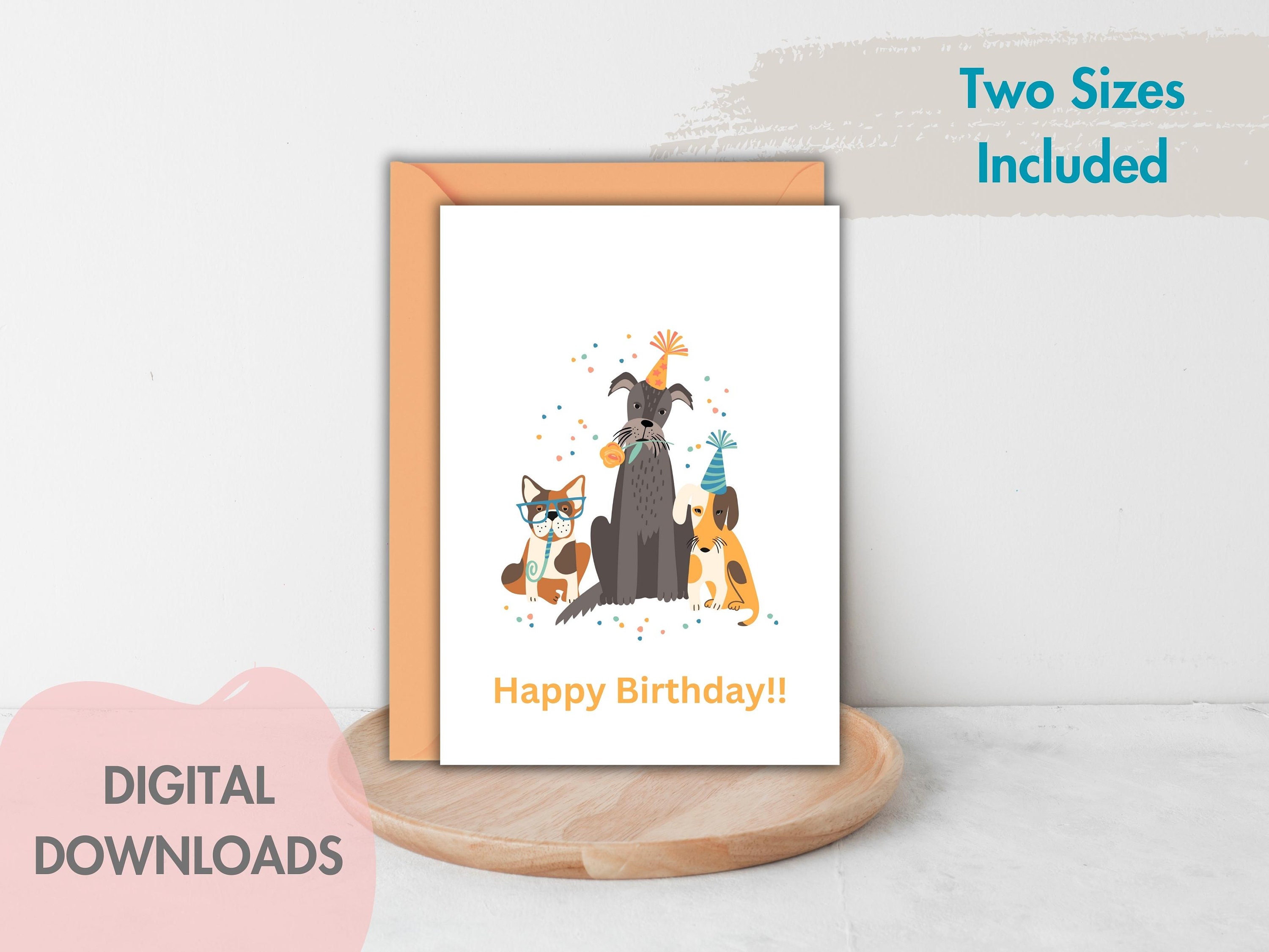 Printable Birthday Card, Digital Card With Pawsitively Adorable Dogs ...