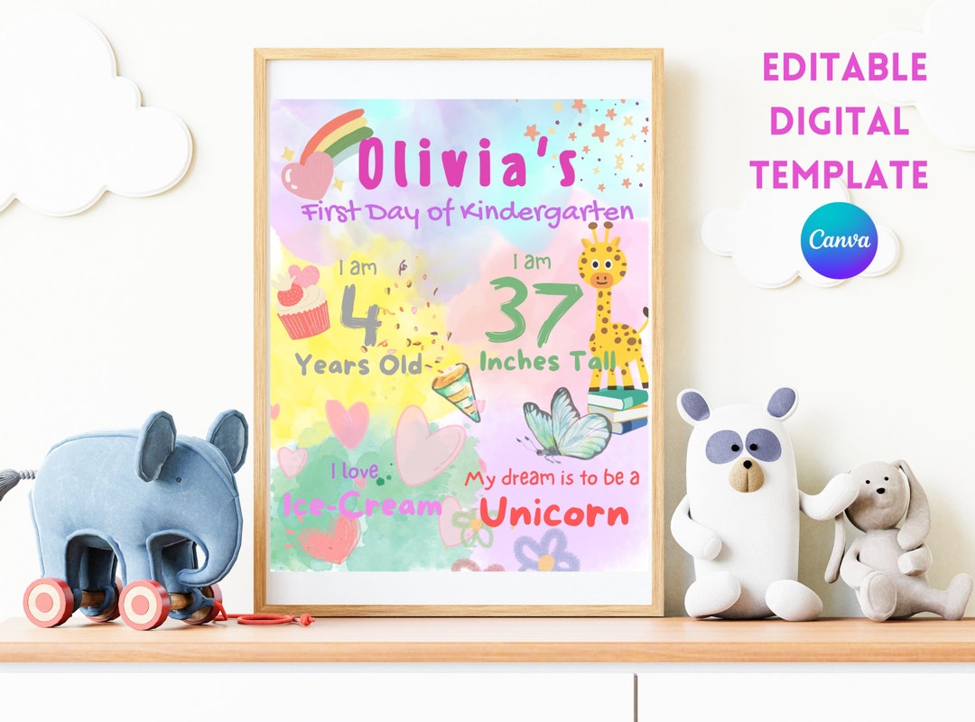 Printable First Day of School Sign, Editable Back to School Sign, First ...