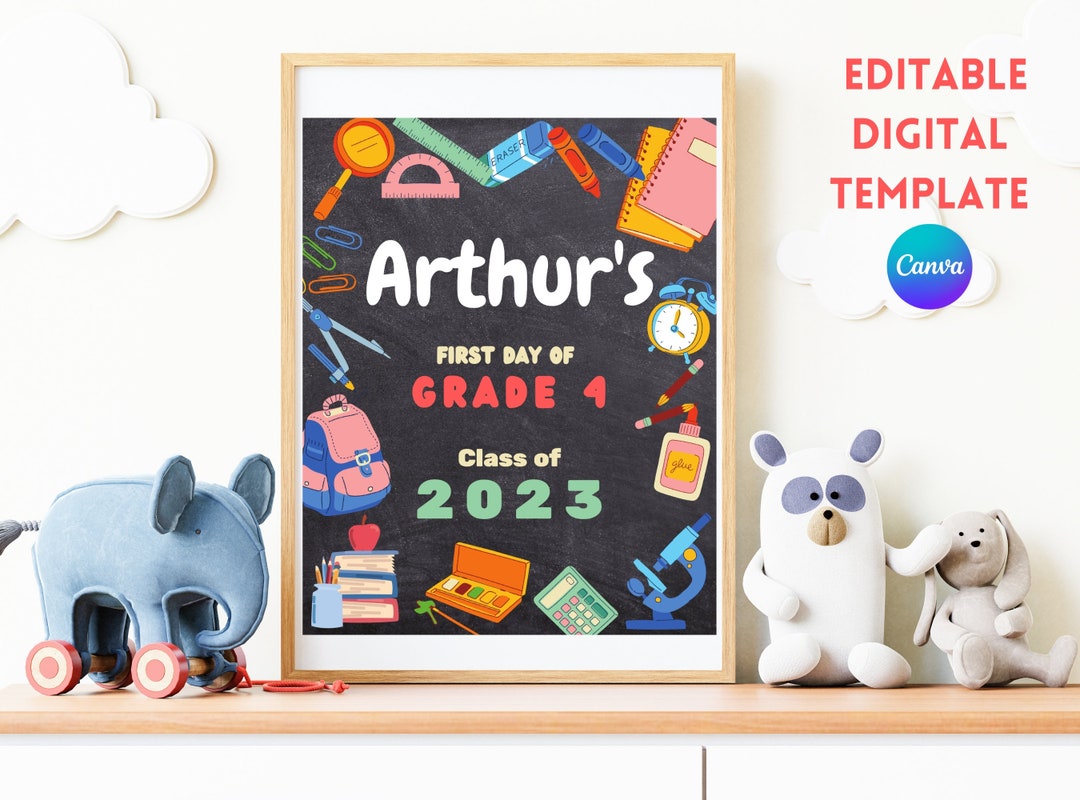 Printable First Day of School Sign, Editable Back to School Sign, First ...