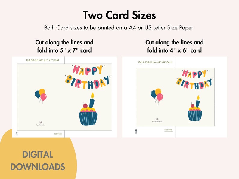 Printable Birthday Card, Digital Card With Sweet Moments Cupcake Design ...