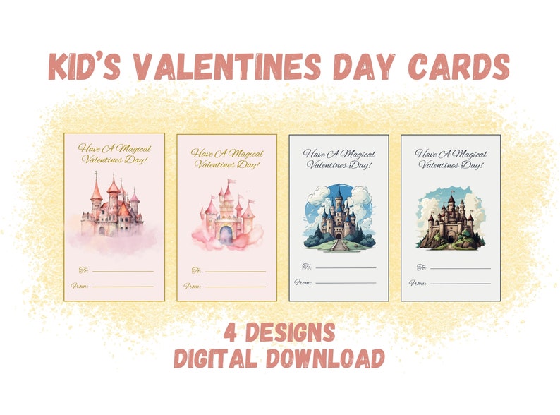 Printable Valentines Card, Magical Castles Valentines Cards for Kids ...