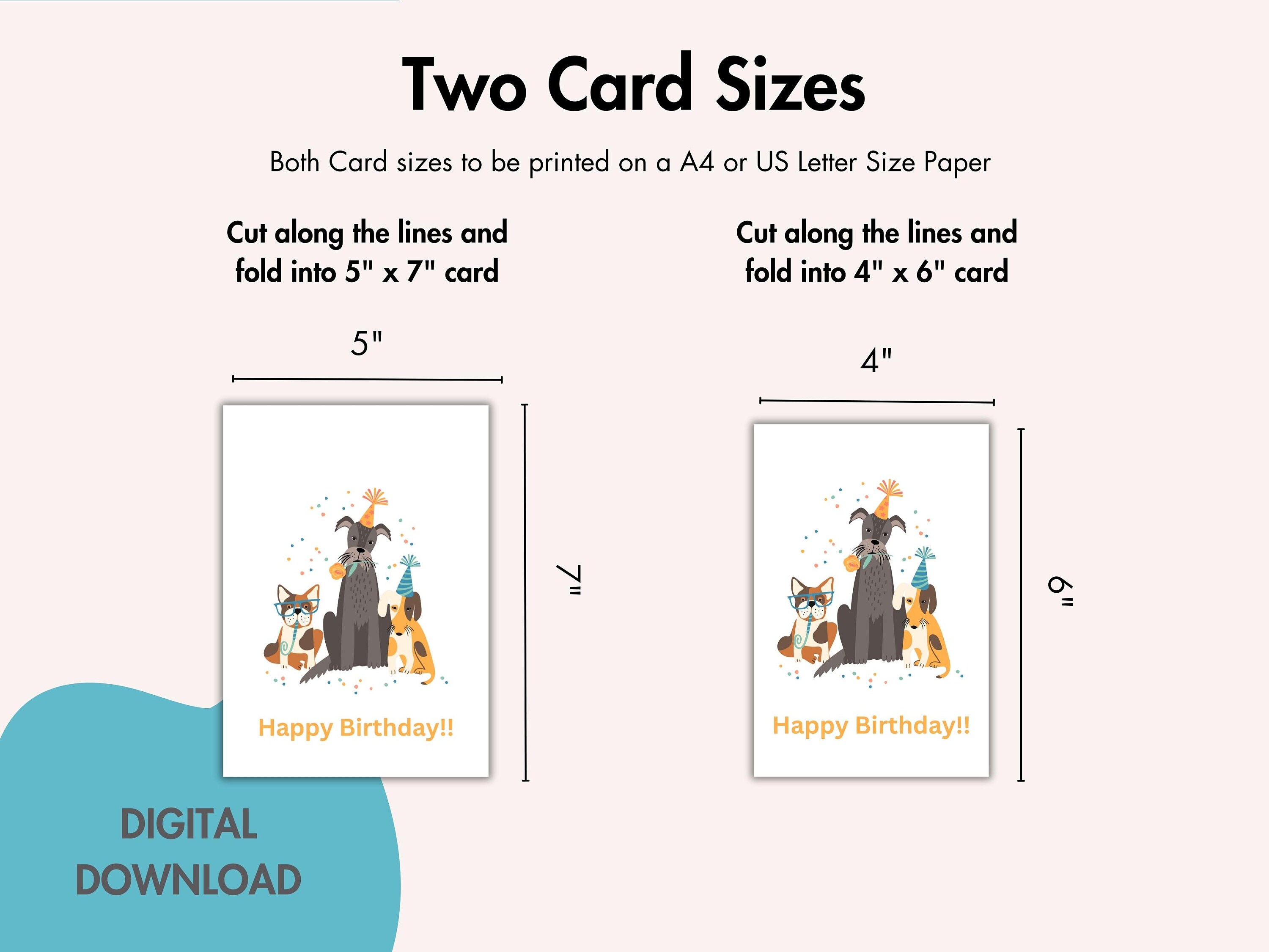 Printable Birthday Card, Digital Card With Pawsitively Adorable Dogs ...