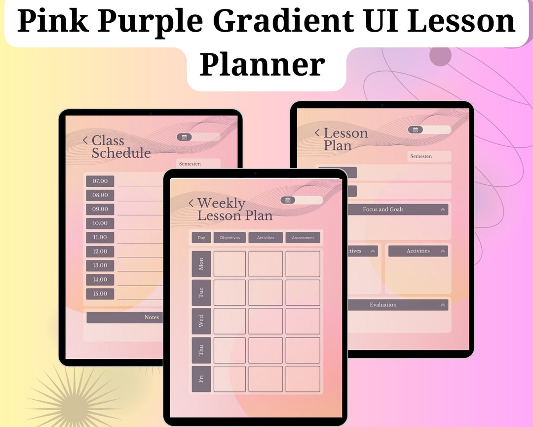 Plan Engaging Lessons With the Pink Purple Gradient UI Lesson Planner ...