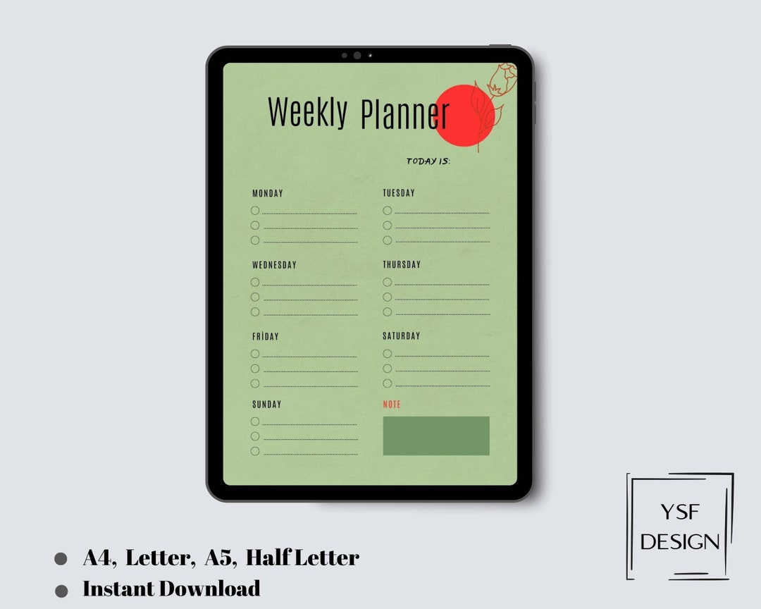 Weekly Planner Printable to Do List Minimal Weekly Schedule - Etsy
