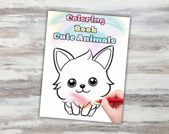 Kawaii Cute Animals Coloring Book for Kids 35 Pages Cute Coloring Book ...