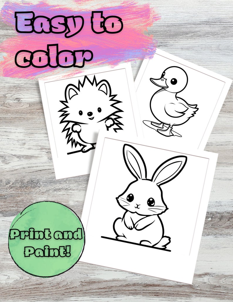 Cute Coloring Book for Kids - Animals - Etsy