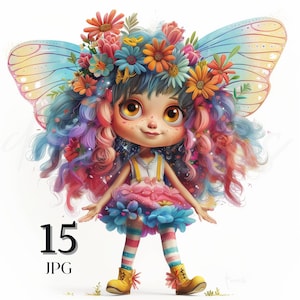 Unique Quirky Fairy Clipart Bundle, Cute Whimsical Fairy for Nursery ...