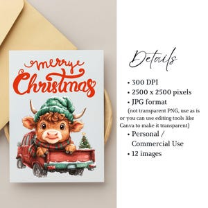 Watercolor Christmas Highland Cow Bundle Clipart, Cute Cozy Western ...