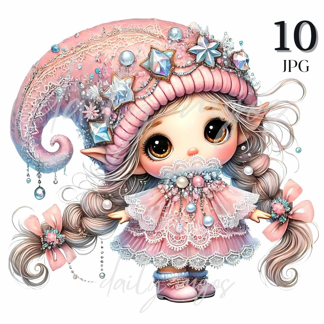 Unique Pastel Winter Fairy Clipart, Demure Frost Holiday Doll Ornament ...