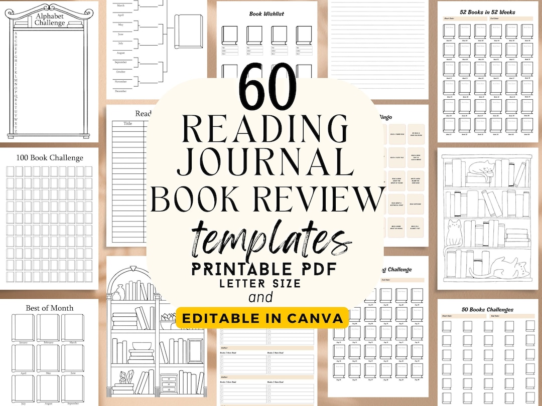 Printable Book Review, Book Tracker, Reading Journal Digital Book ...