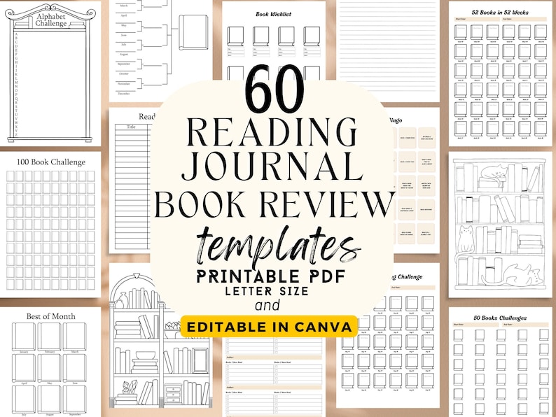 Printable Book Review, Book Tracker, Reading Journal Digital Book ...