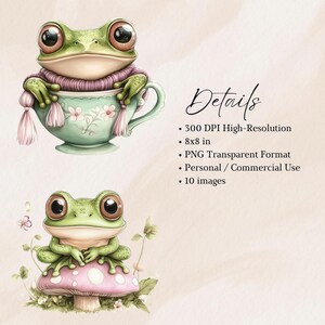Cute Frog Clipart Bundle, Cozy Watercolor Frog Nursery Decor Woodland ...