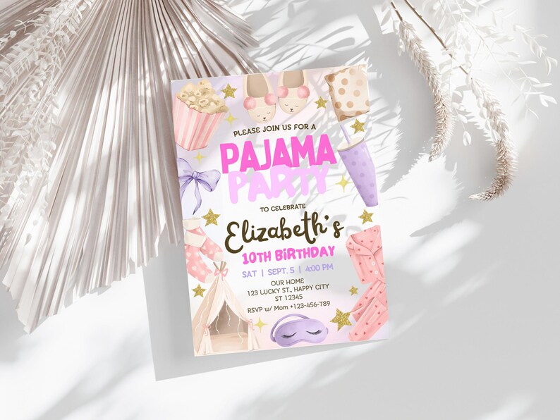 Pajama Party Birthday Invitation Sleepover Slumber Birthday Party ...