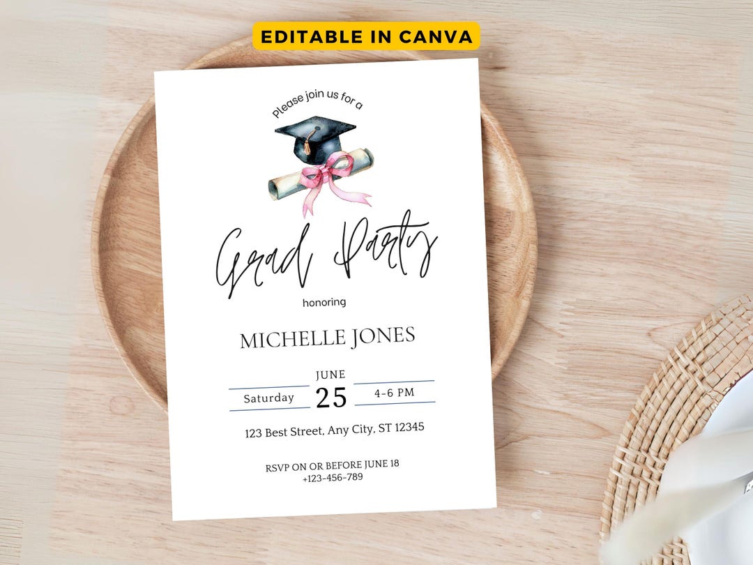 Graduation Invitation, Graduation Party Invitation Template, Modern ...