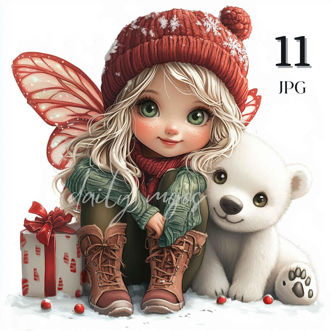 Unique Christmas Fairy Woodland Animals Clipart, Enchanted Fairy ...