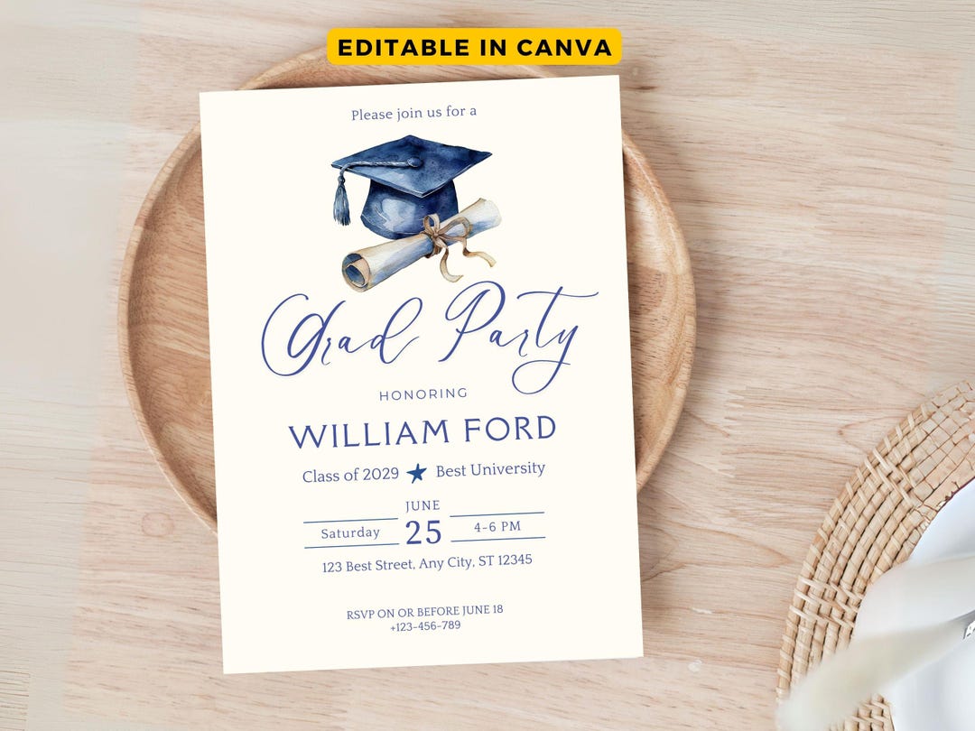 Graduation Invitation, Graduation Party Invitation Template Grad Party ...