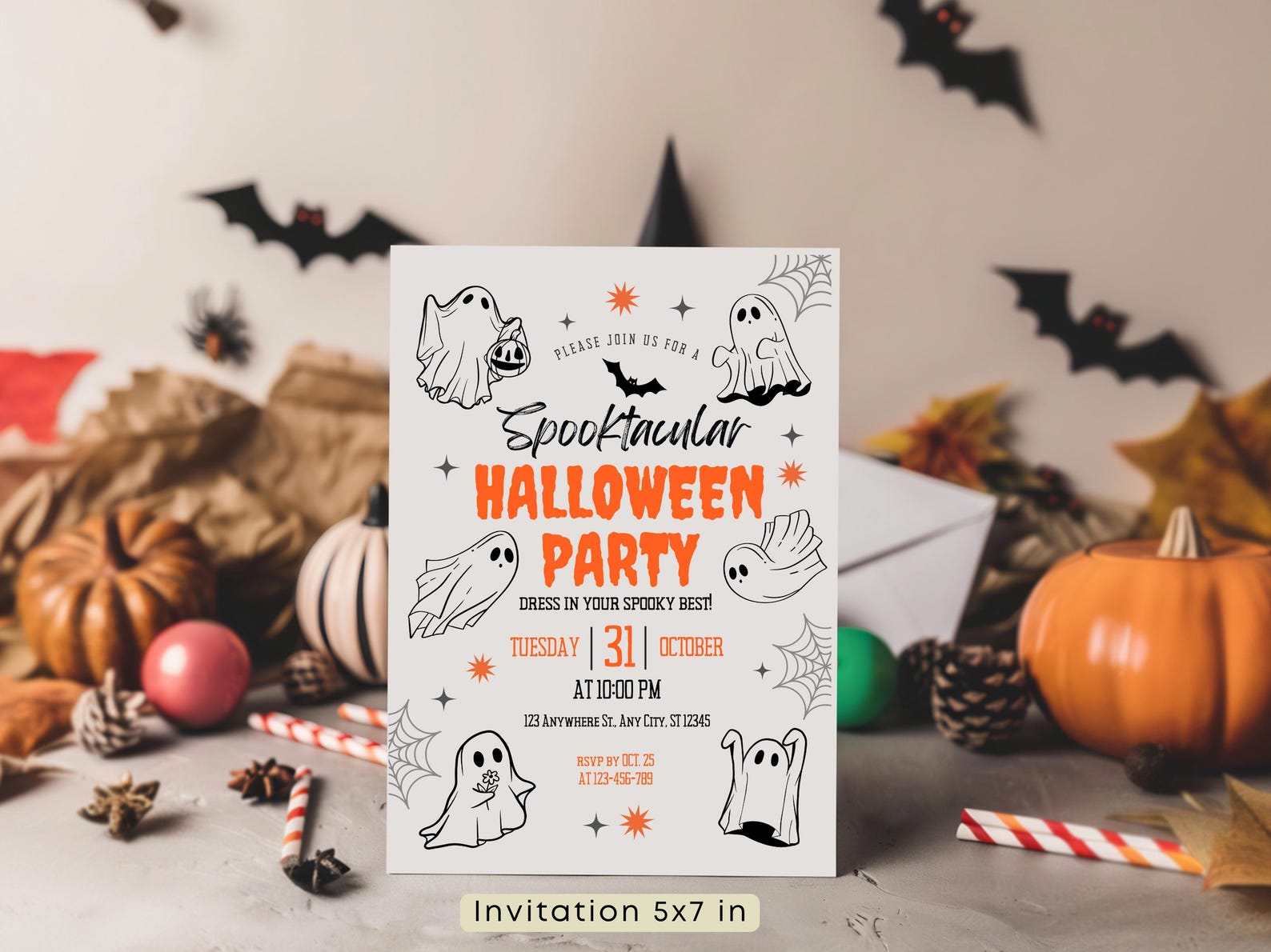 Editable Halloween Birthday Party Invitation, Halloween Ghost ...