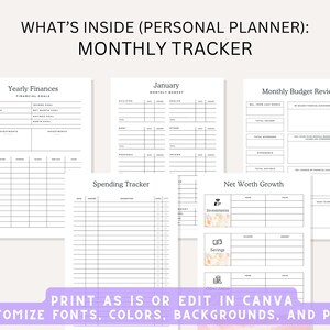 Editable Finance Planner Bundle, Budget Tracker, Savings Tracker, Bill ...