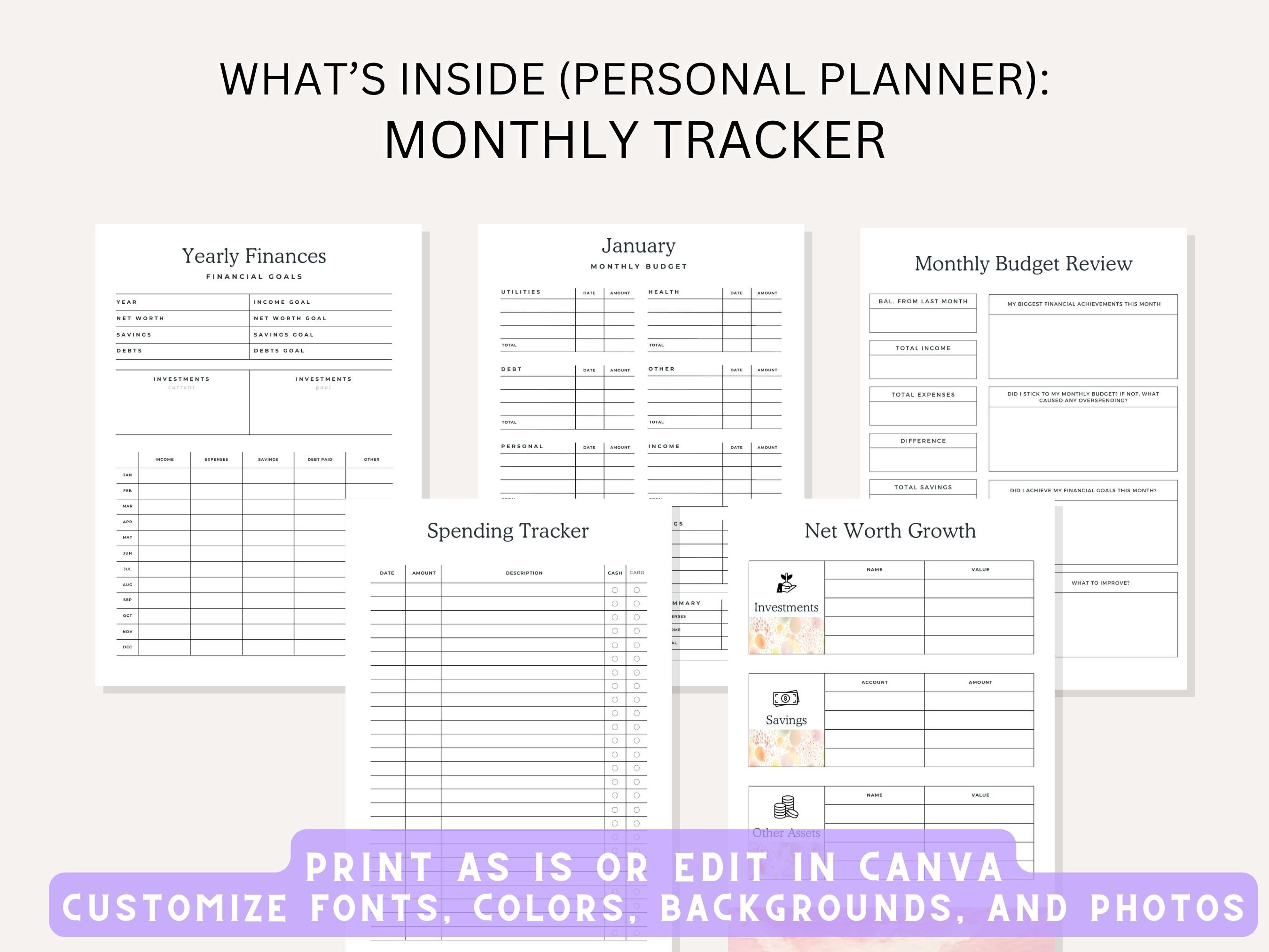 Editable Finance Planner Bundle, Budget Tracker, Savings Tracker, Bill ...