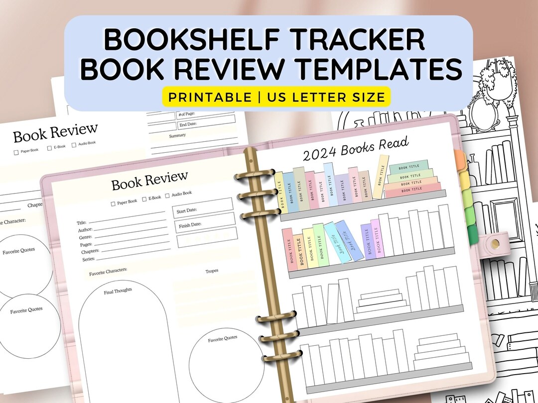 Reading Journal and Bookshelf Reading Log, Book Tracker, Reading ...