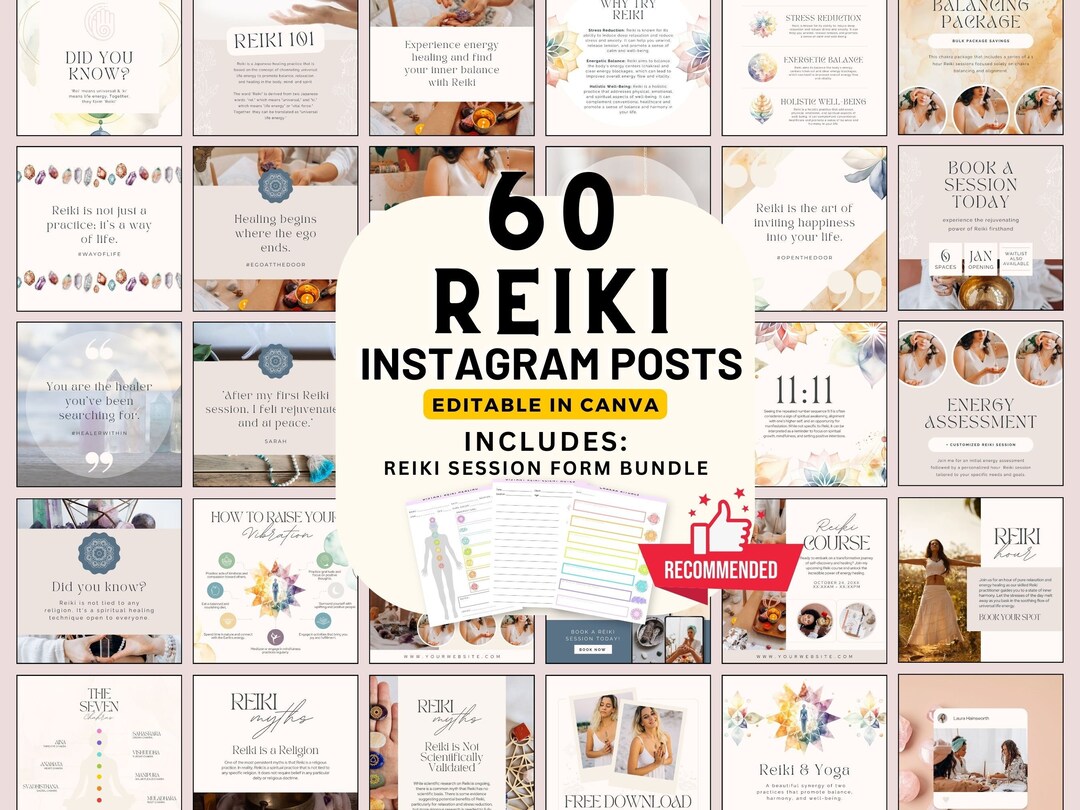 Reiki Instagram Post Templates | Chakra Guides Canva Templates | Reiki ...