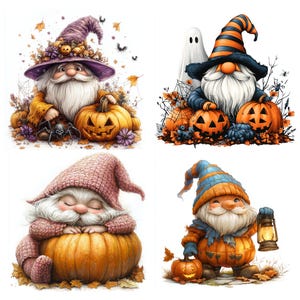 Quirky Cute Halloween Gnome Clipart Bundle, Whimsical Autumn Digital ...