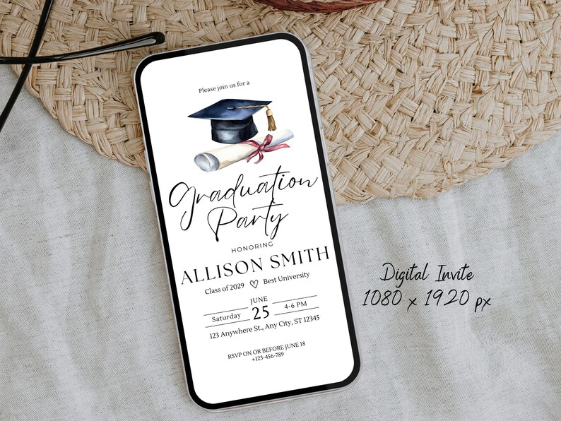Electronic Graduation Party Invitation, Editable Grad Party Invite ...