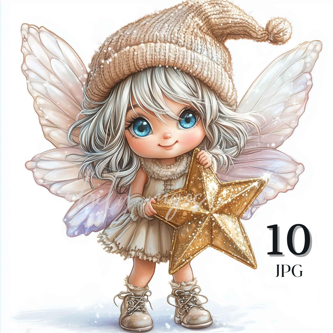 Unique Winter Snowflake Fairy Clipart, Whimsical Christmas Holiday ...