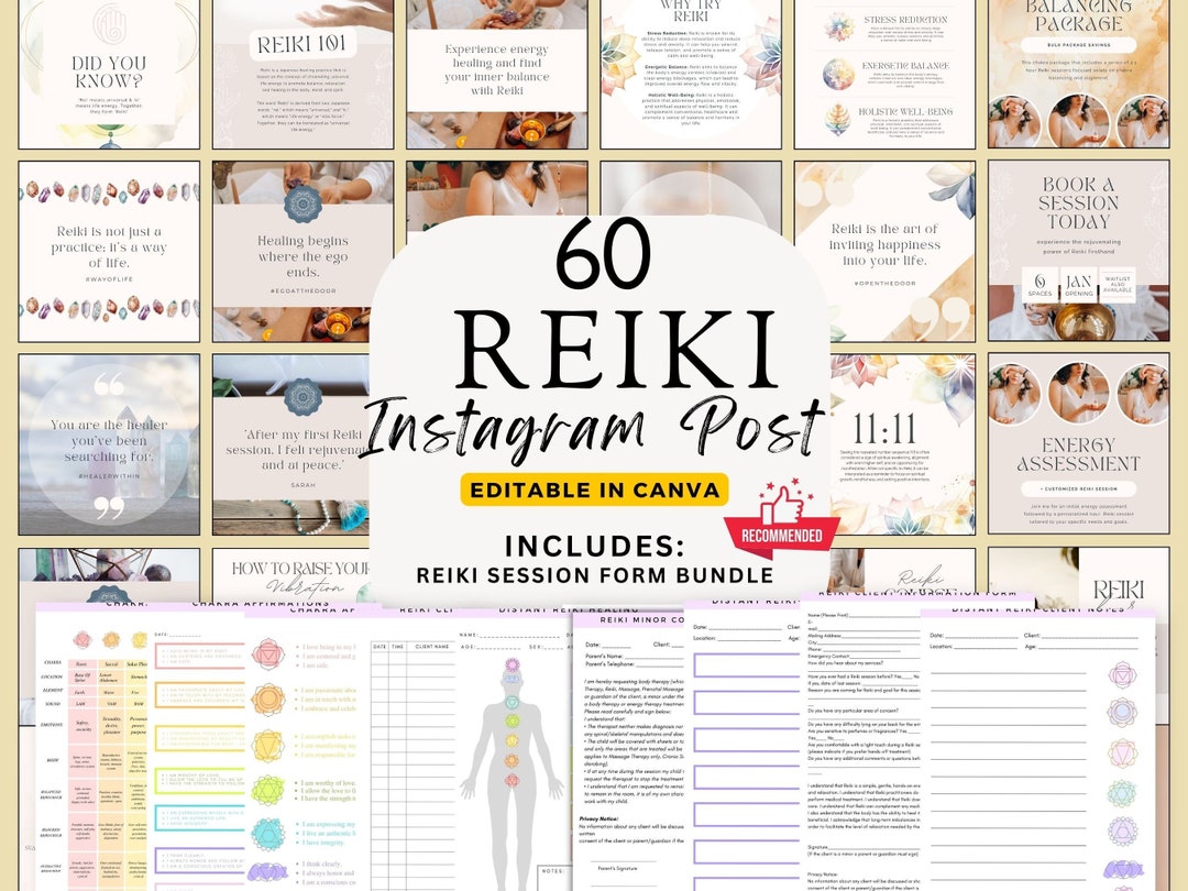 Reiki Instagram Post Templates | Chakra Guides Canva Templates | Reiki ...
