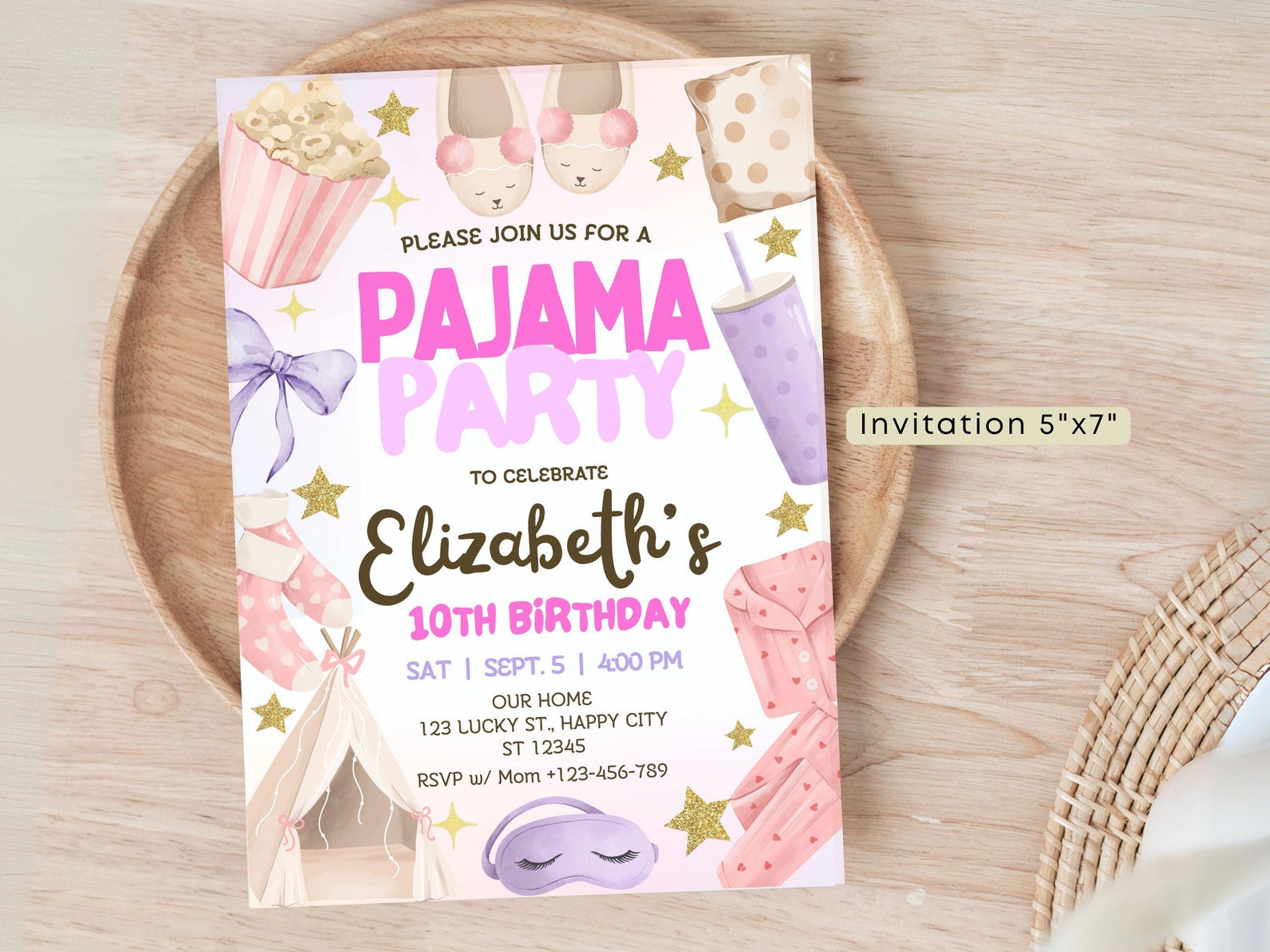 Pajama Party Birthday Invitation Sleepover Slumber Birthday Party ...