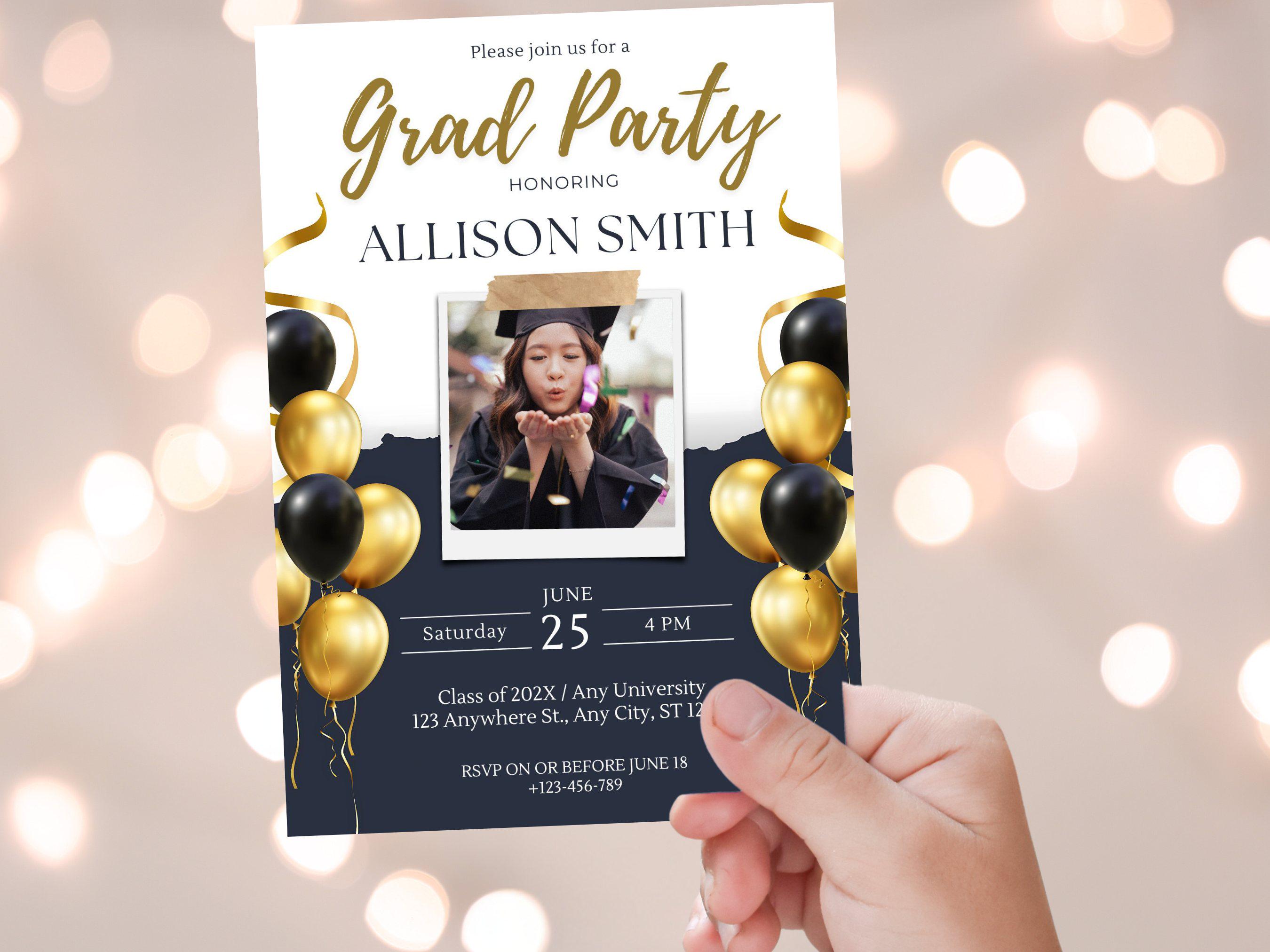 Graduation Party Invitation, Grad Party Invite, Template Editable ...
