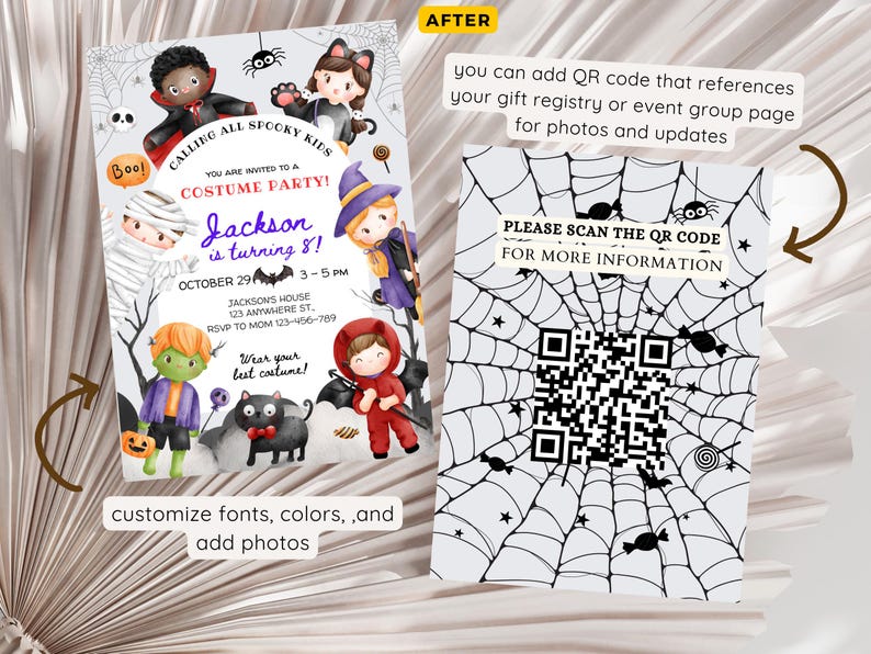 Editable Halloween Birthday Party Invitation, Halloween Birthday ...