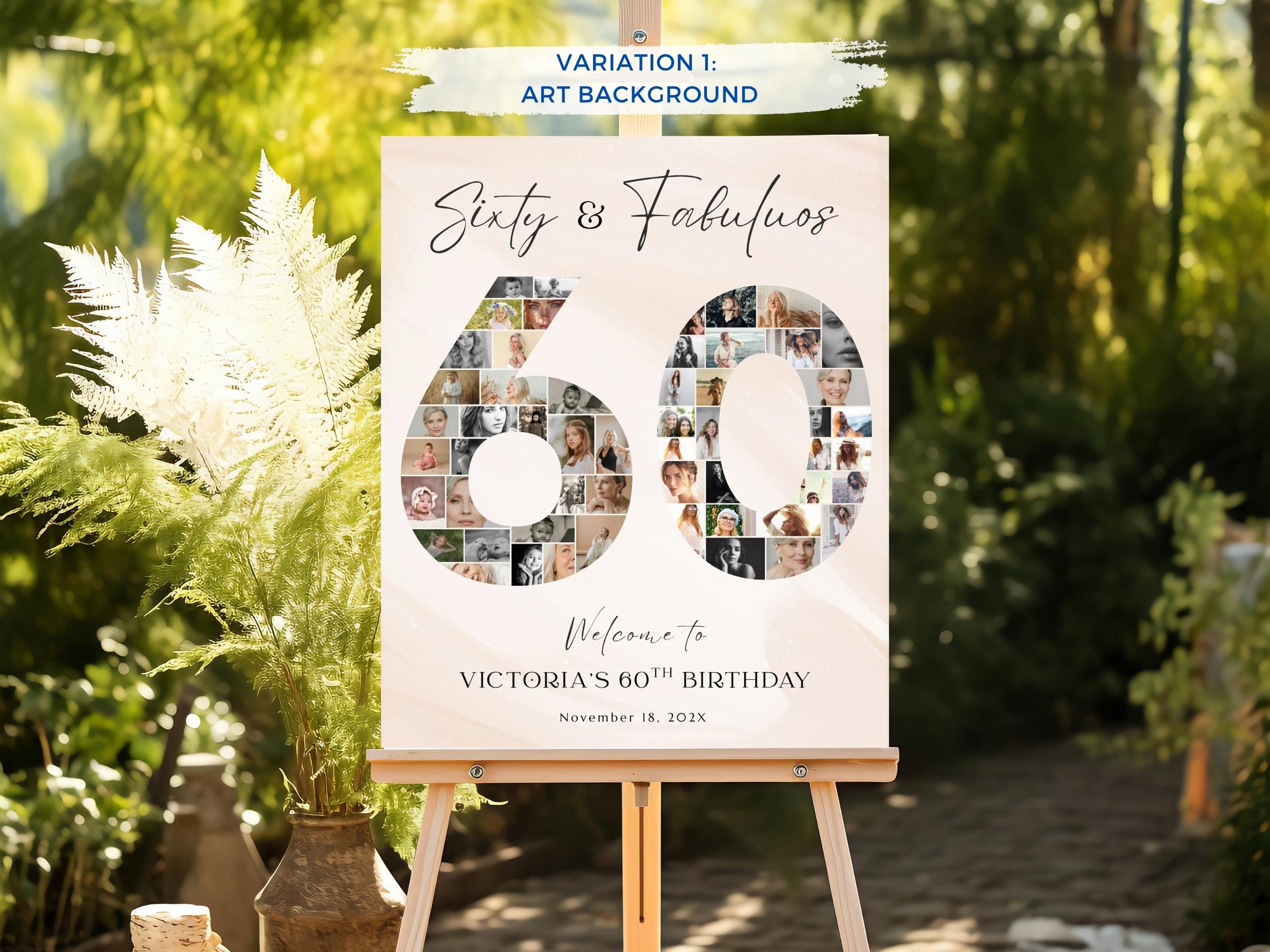 60th Birthday Photo Collage Poster TEMPLATE 60th Birthday Party Favors ...