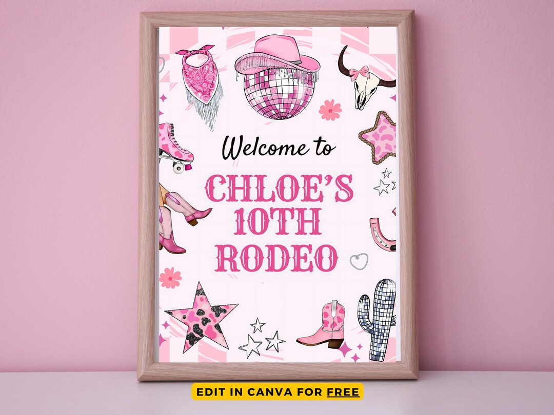Editable Cowgirl Birthday Party Favors, Rodeo Birthday Welcome Sign ...