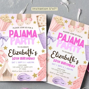 Pajama Party Birthday Invitation Sleepover Slumber Birthday Party ...