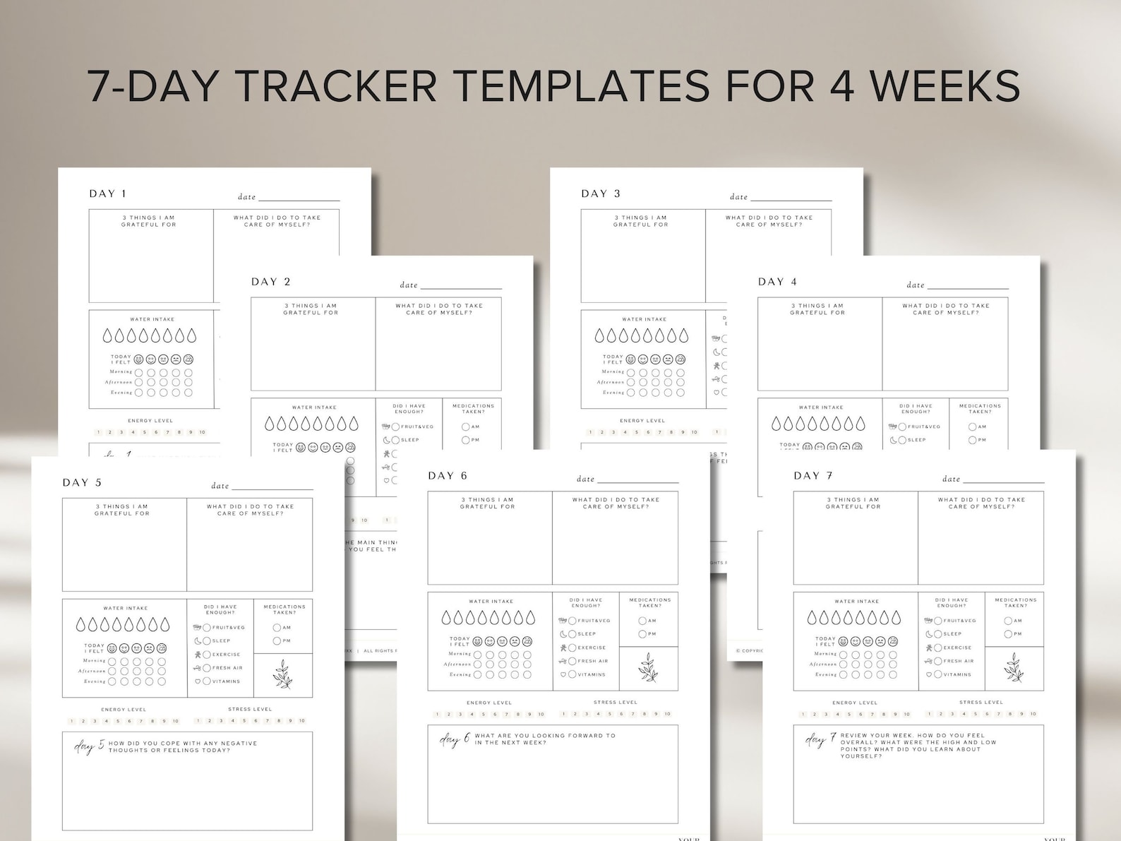Mood Tracker Printable Kit, Monthly Mood Log, Circular Mood Chart, Mood ...