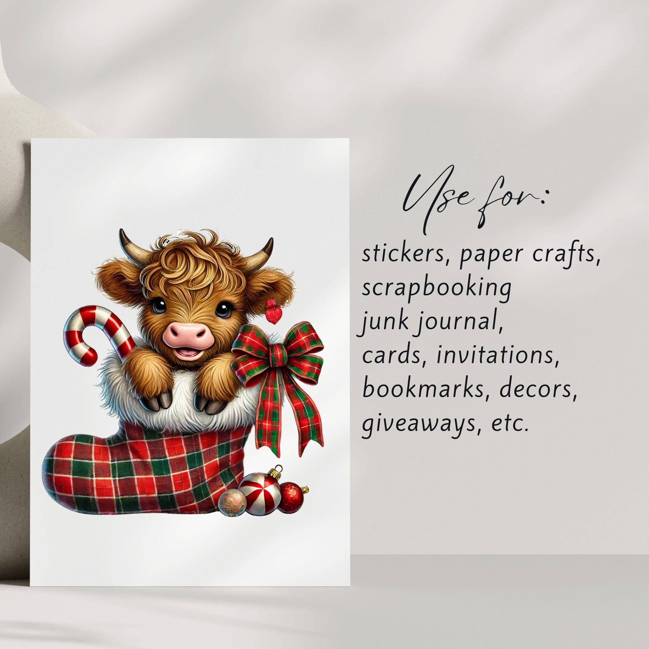 Watercolor Christmas Highland Cow Clipart Bundle, Western Cute ...
