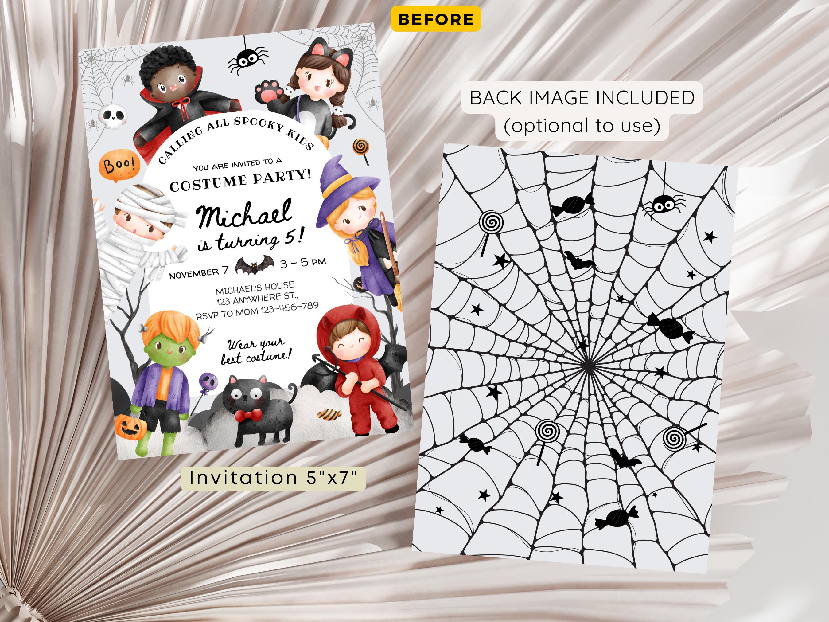 Editable Halloween Birthday Party Invitation, Halloween Birthday ...