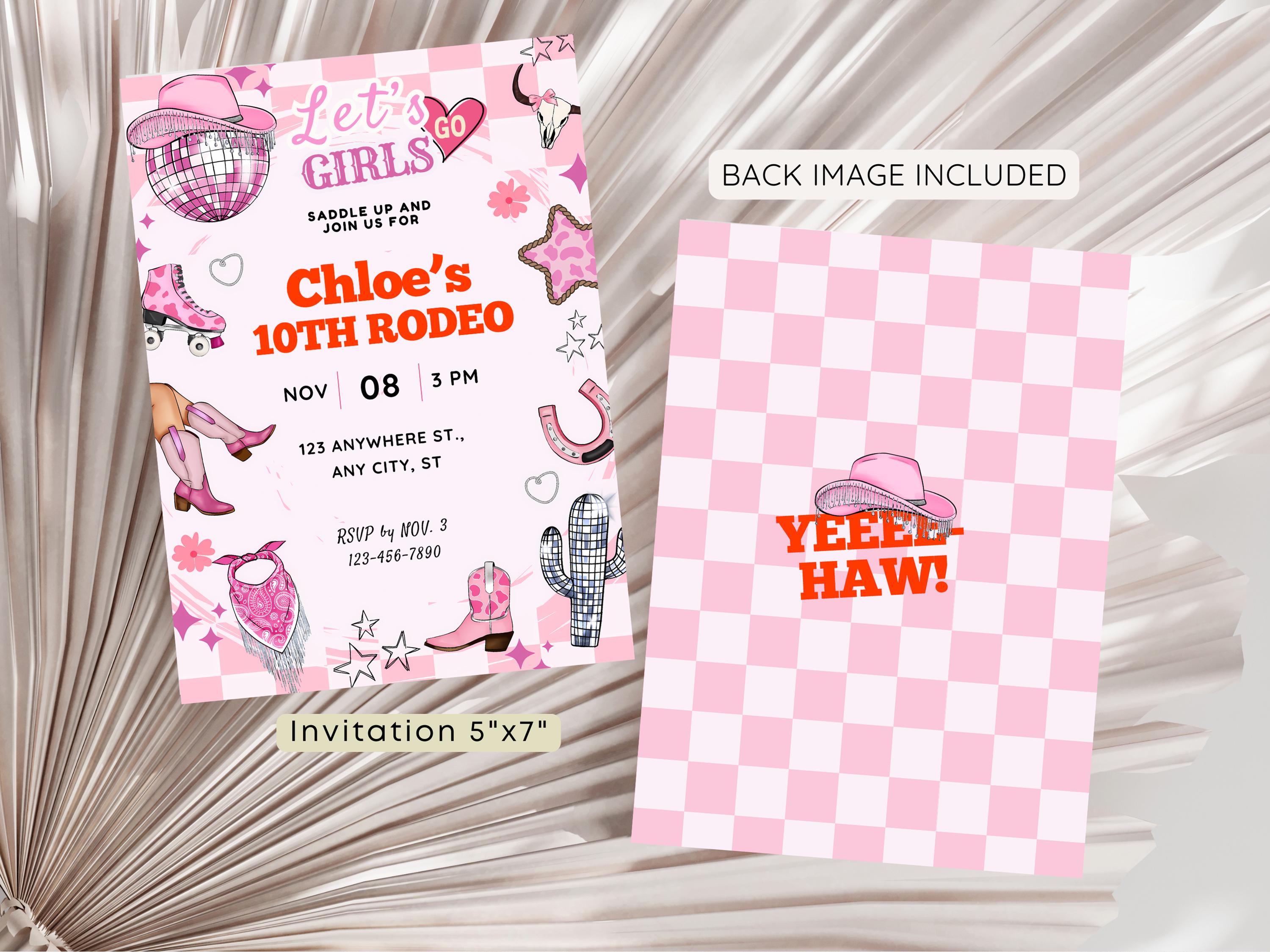Editable Rodeo Birthday Invitation, Cowgirl Birthday Invitation, Disco ...
