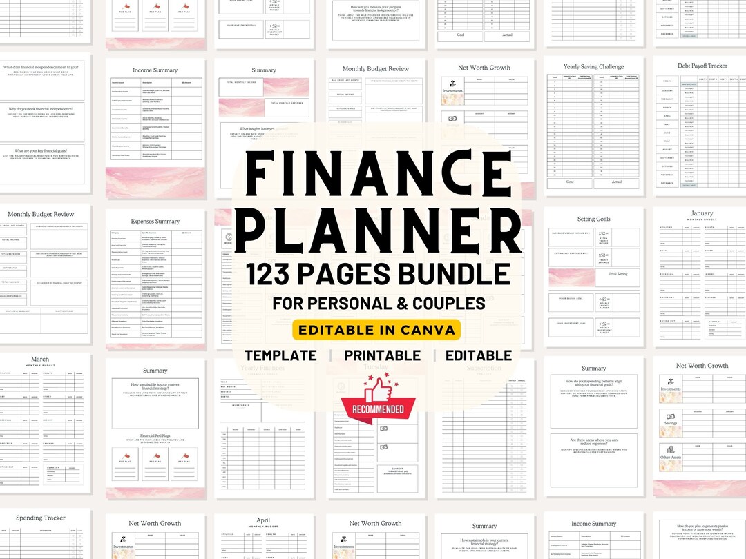 Editable Finance Planner Bundle, Budget Tracker, Savings Tracker, Bill ...