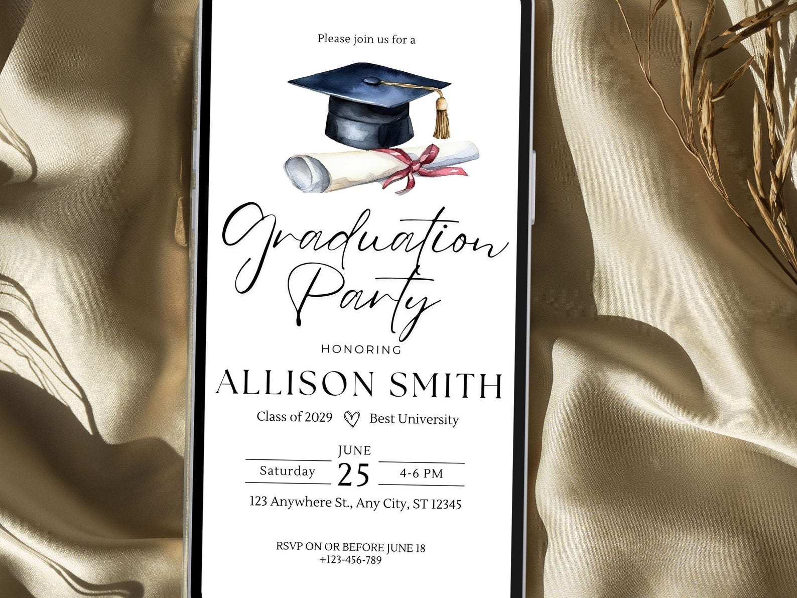 Electronic Graduation Party Invitation, Editable Grad Party Invite ...