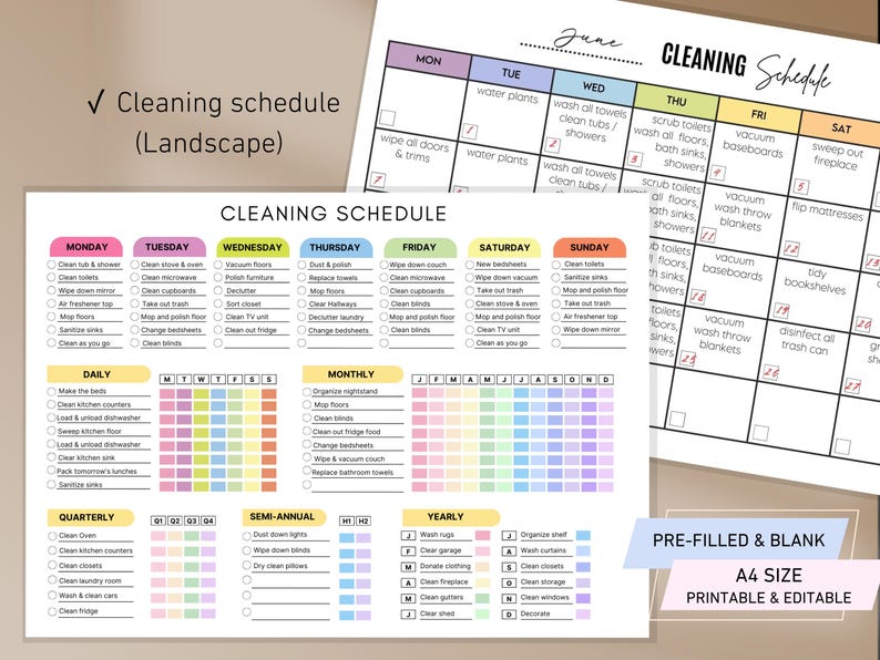 EDITABLE ADHD Cleaning Planner Bundle Daily Weekly Monthly Cleaning ...