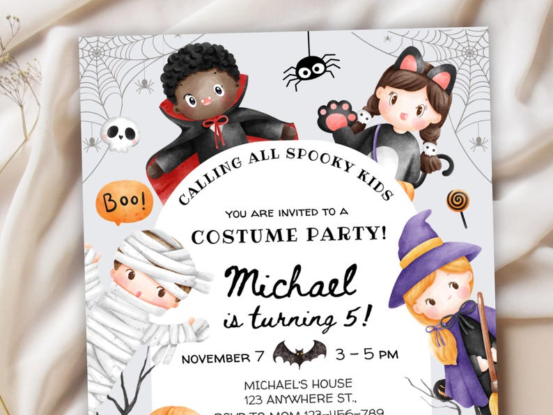 Editable Halloween Birthday Party Invitation, Halloween Birthday ...