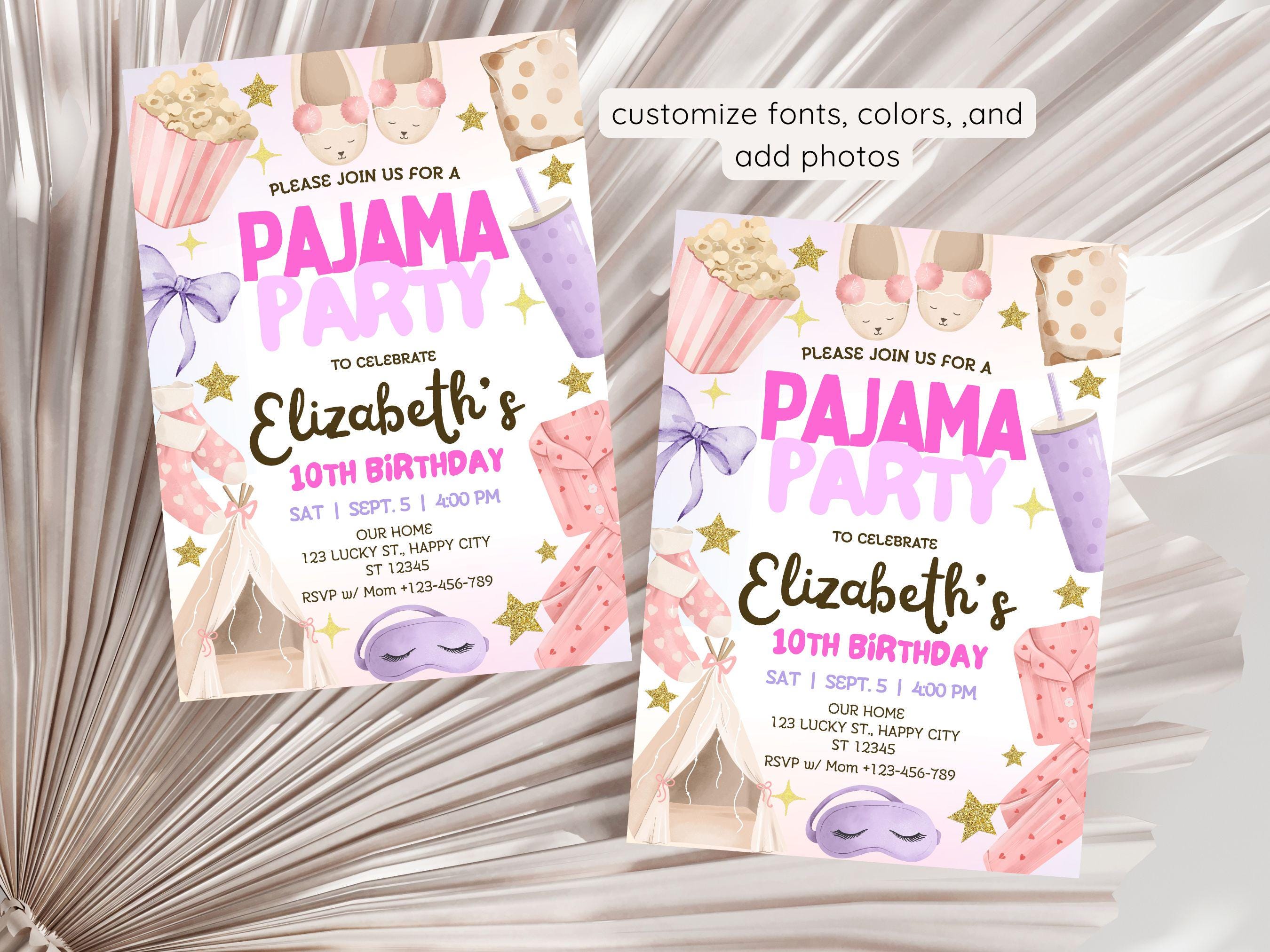 Pajama Party Birthday Invitation Sleepover Slumber Birthday Party ...