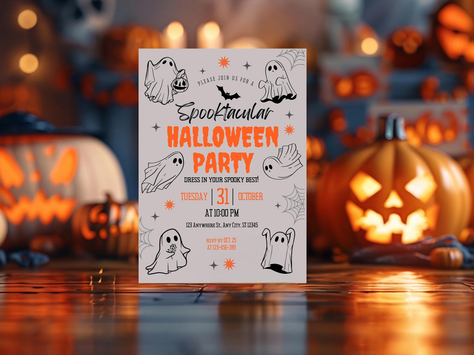 Editable Halloween Birthday Party Invitation, Halloween Ghost ...