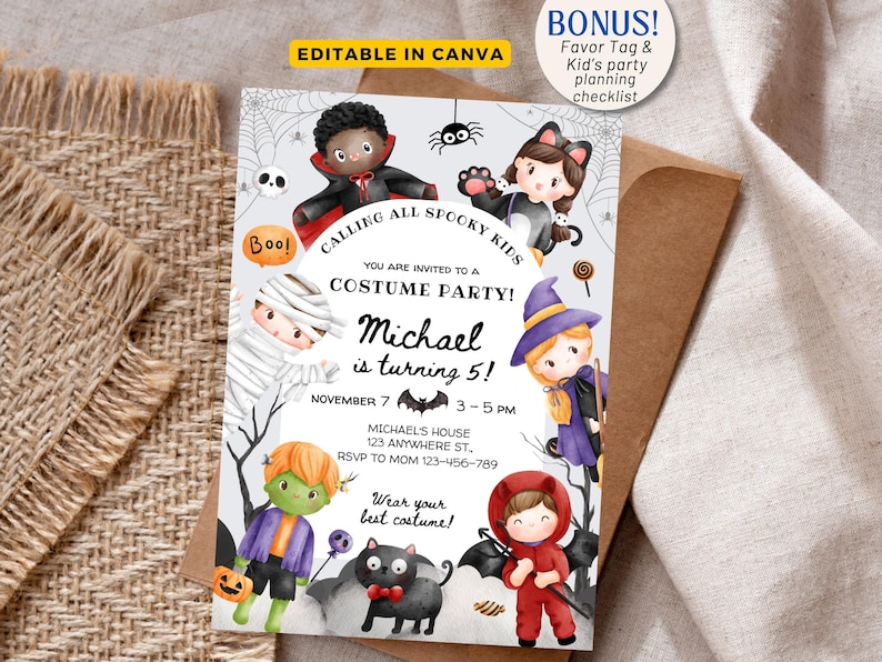 Editable Halloween Birthday Party Invitation, Halloween Birthday ...