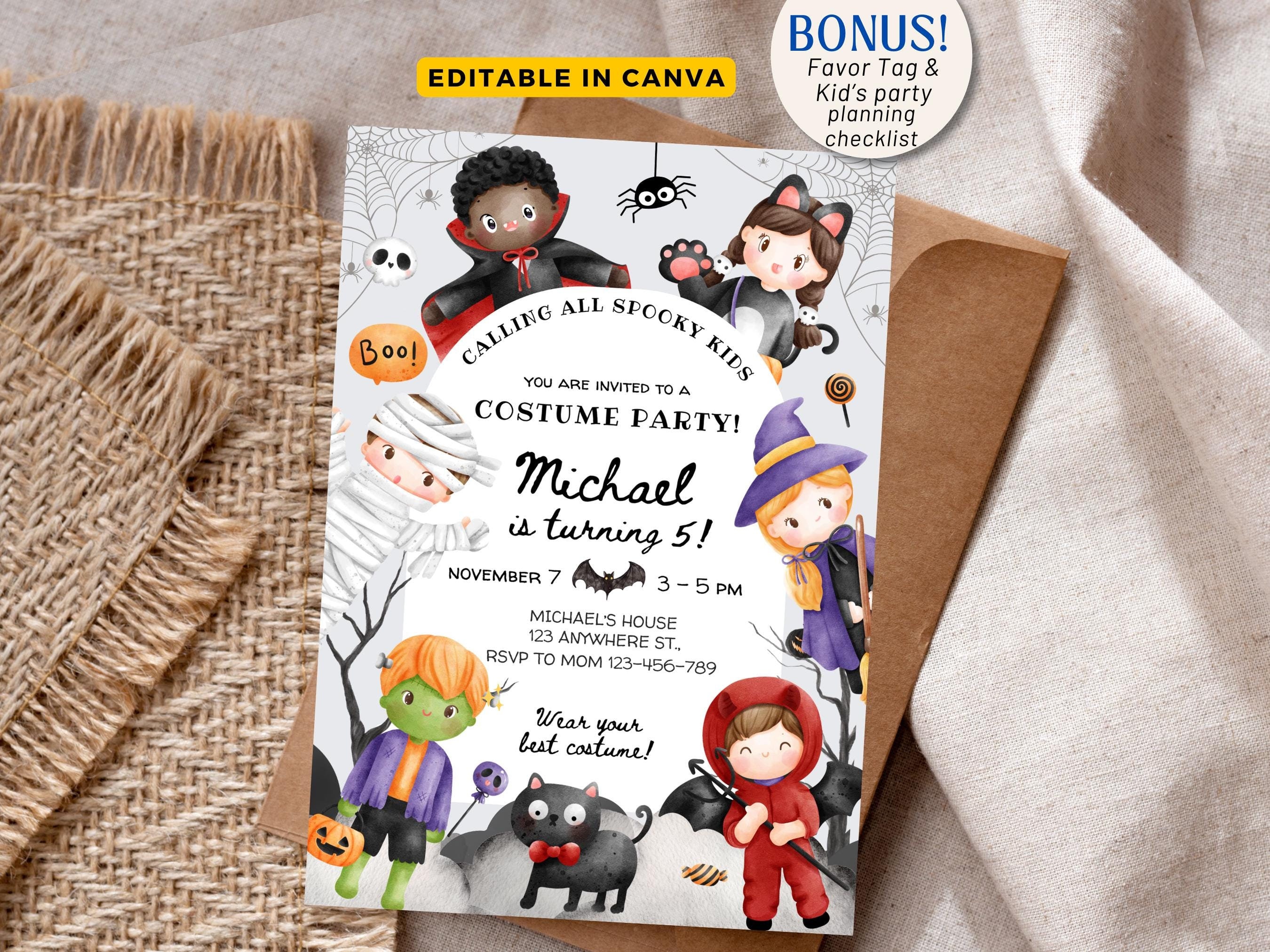 Editable Halloween Birthday Party Invitation, Halloween Birthday ...